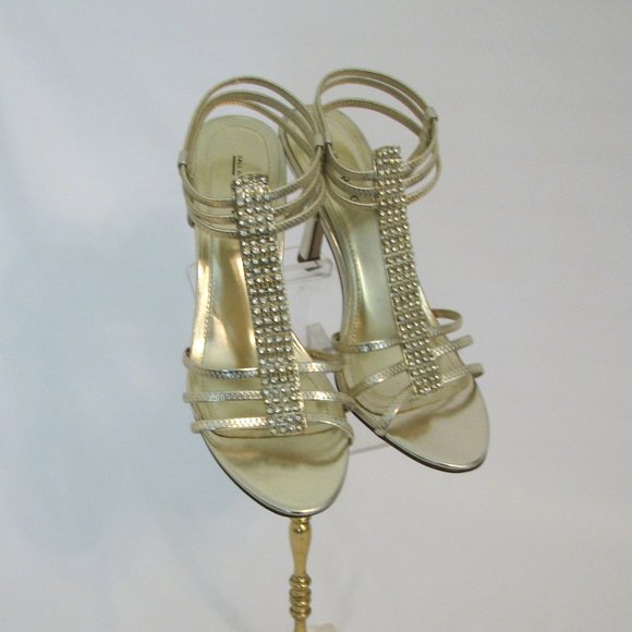 Call It Spring | Shoes | Gold Sandals 4 Inch Heel Rhinestone ...